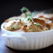 Savory Leek Bread Pudding with Gruyere and Thyme | Feasting At Home