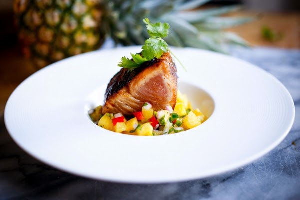 Seared Ono with Honey Soy Glaze and Pineapple Salsa | Feasting At Home