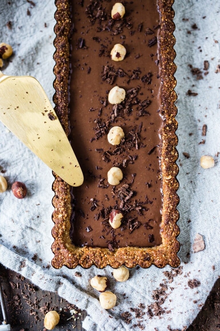 Vegan Chocolate Tart with Hazelnut Crust | Feasting At Home