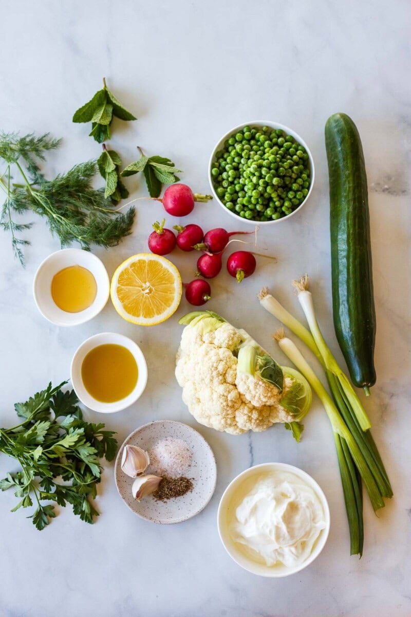 Cauliflower Salad with Creamy Garlic Yogurt Dressing