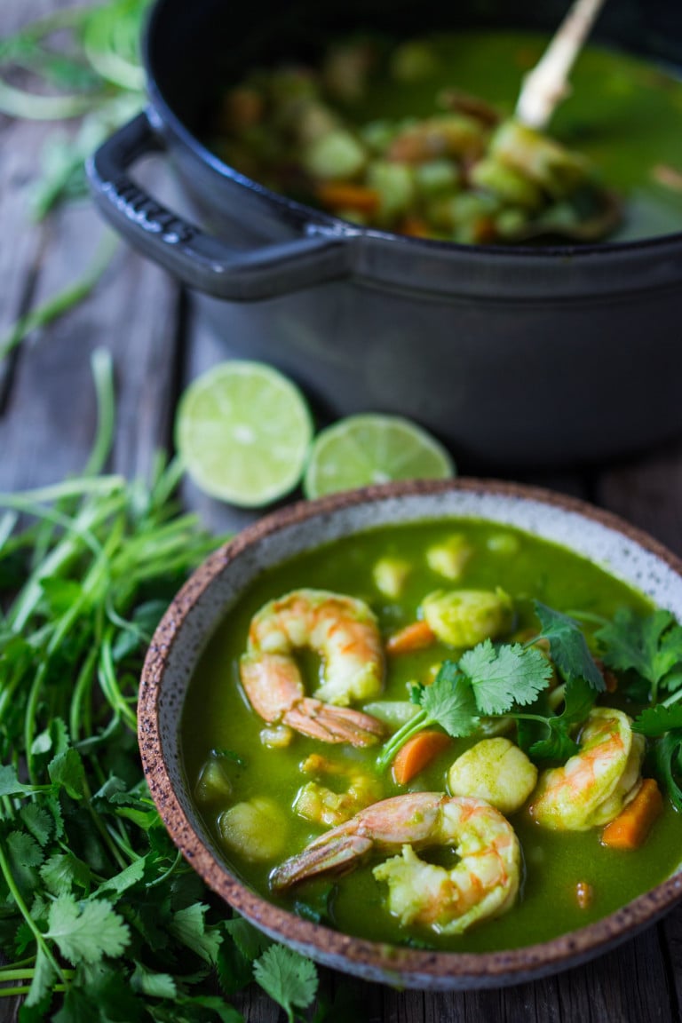 Peruvian Seafood Stew with Cilantro Broth | Feasting At Home