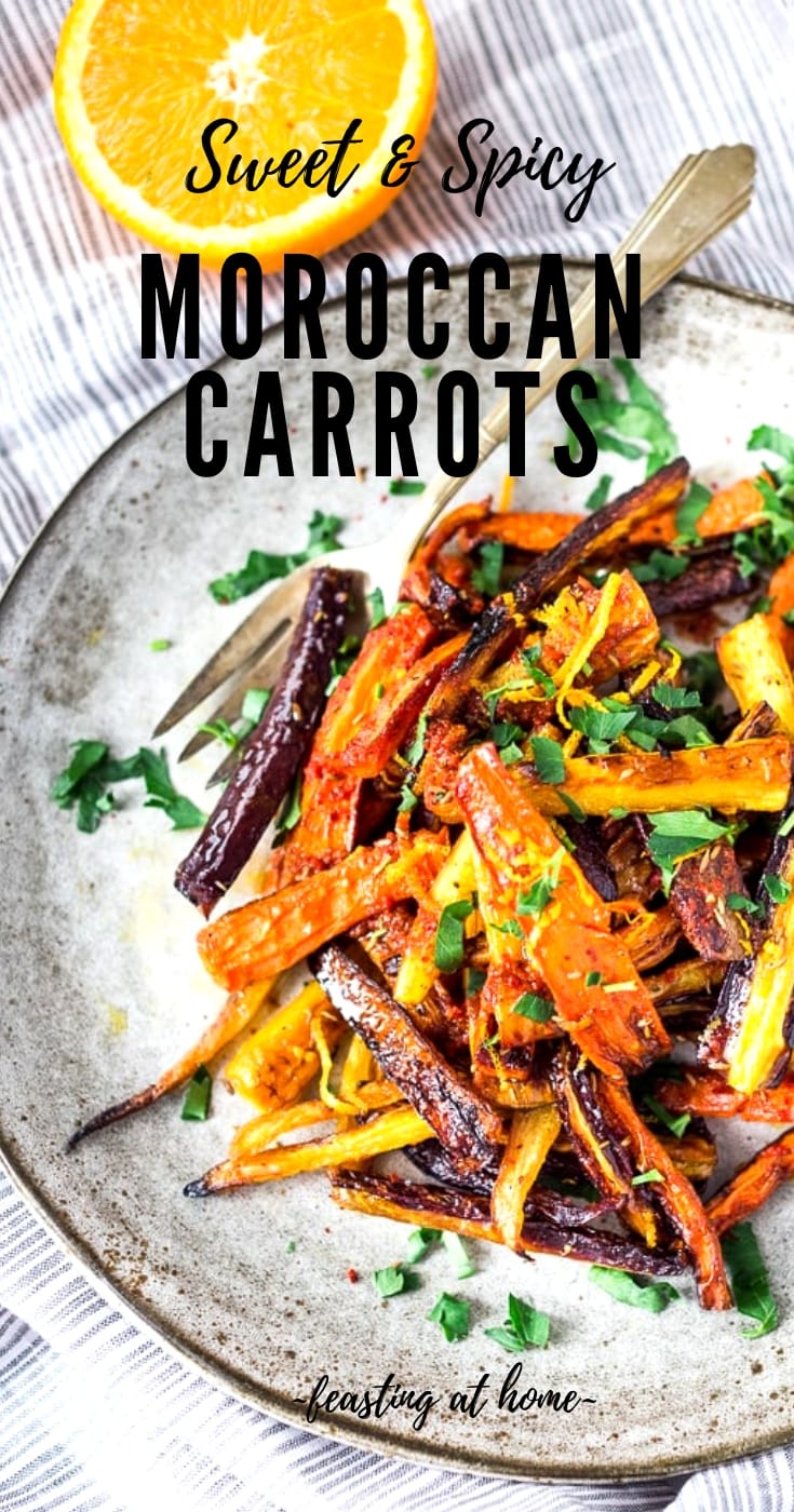 Sweet & Spicy Moroccan Roasted Carrots | Feasting At Home