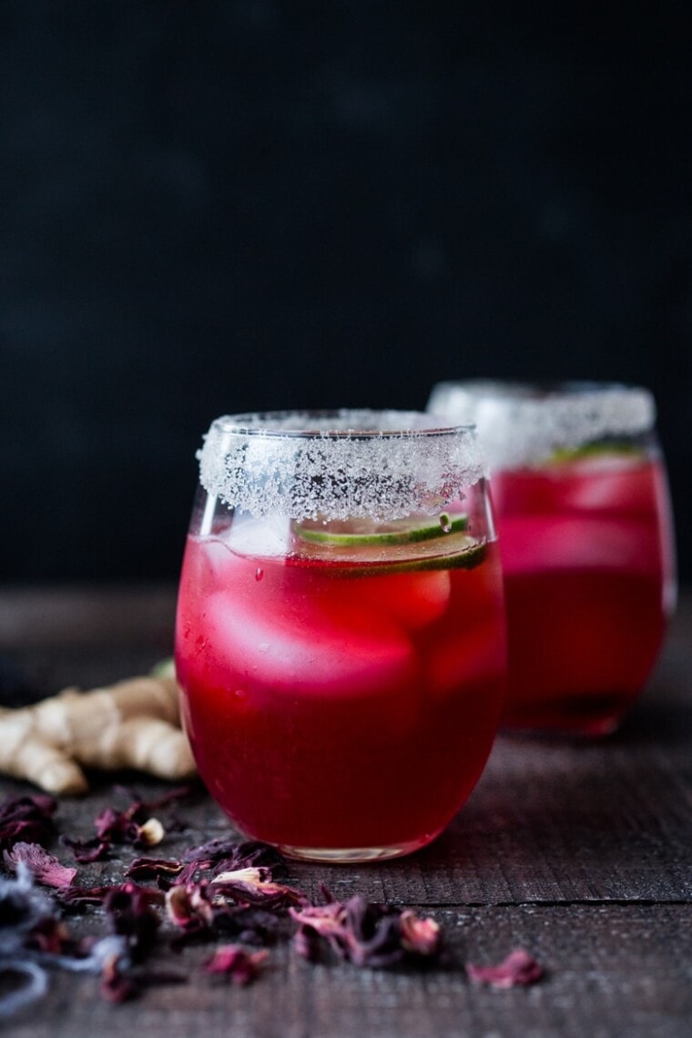 Hibiscus Margaritas with Ginger and Lime | Feasting At Home