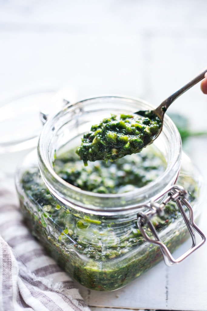 Flavorful Zhoug Sauce! (Middle Eastern Cilantro Sauce) | Feasting At Home