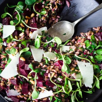 Farro Salad with Beets and their Tops | Feasting At Home
