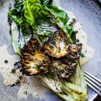 Grilled Romaine Salad with Maitake Mushrooms | Feasting At Home