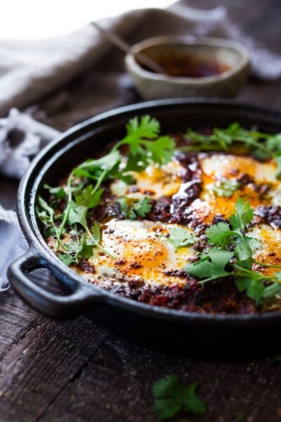 Moroccan Eggs with Harissa Yogurt | Feasting At Home