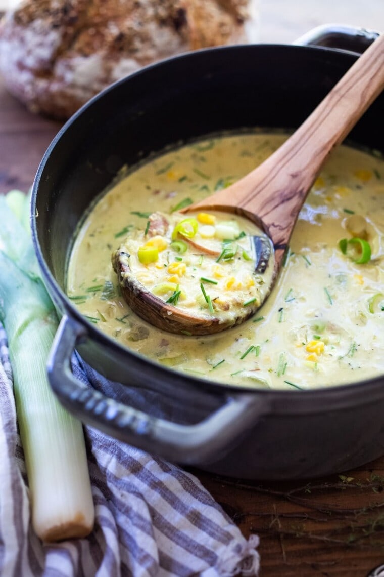 Coconut Corn Chowder with Leeks | Feasting At Home