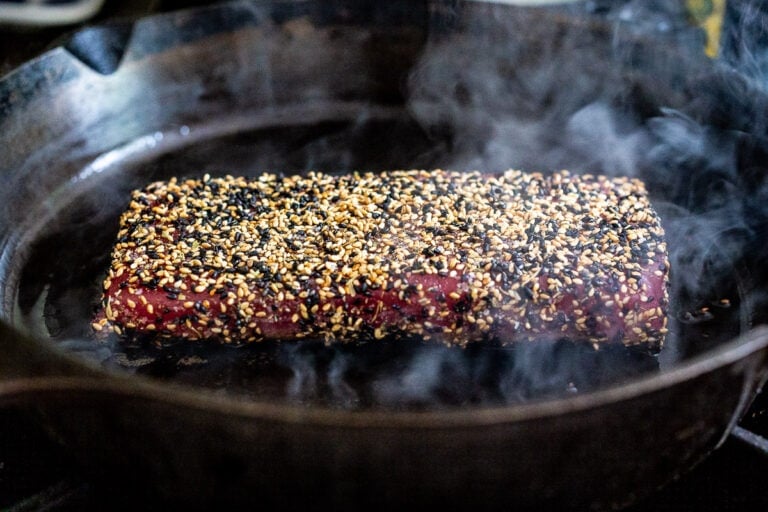 Seared Ahi Tuna Steaks with Sesame Seed Crust (10 Mins!) | Feasting At Home