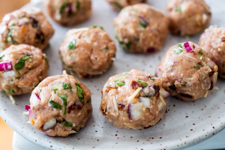 Turkey Meatballs w/ Sun-dried Tomatoes & Basil | Feasting At Home