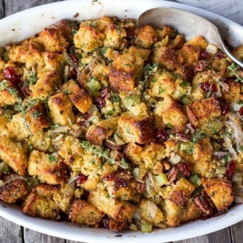 Cornbread Stuffing with Cranberries and Pecans | Feasting At Home