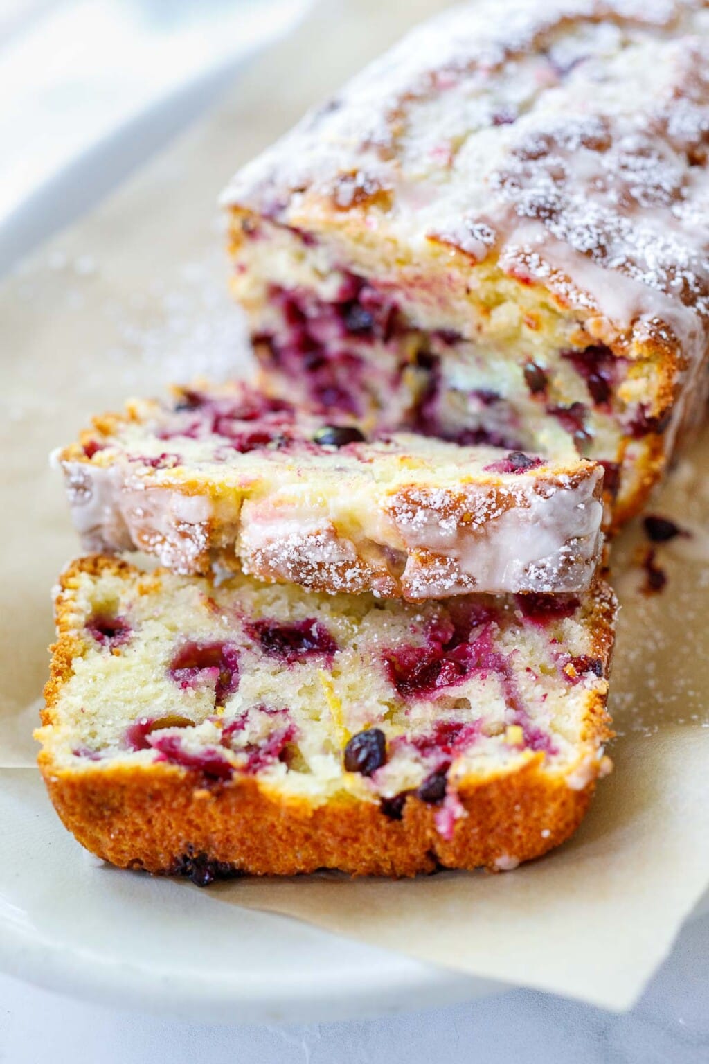 Huckleberry Cake with Lmeony Glaze | Feasting At Home