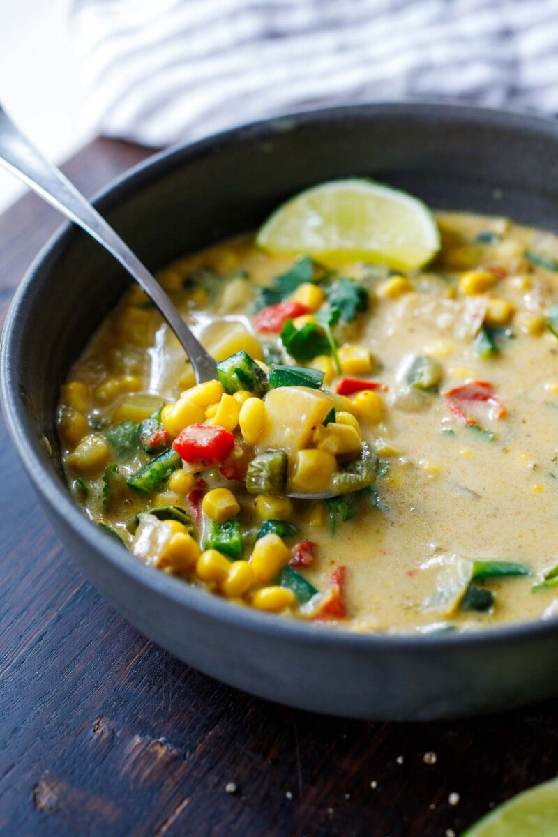 Poblano Corn Chowder (Video) | Feasting At Home