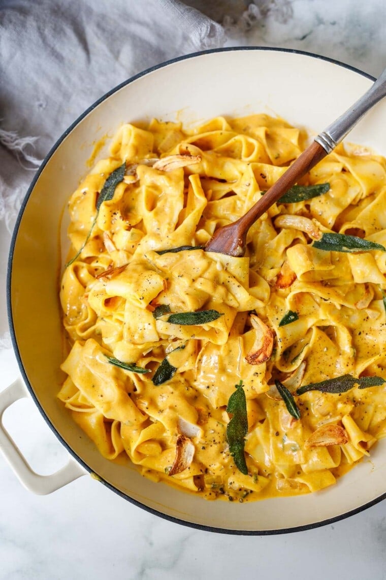Creamy Vegan Pumpkin Pasta (Video) | Feasting At Home