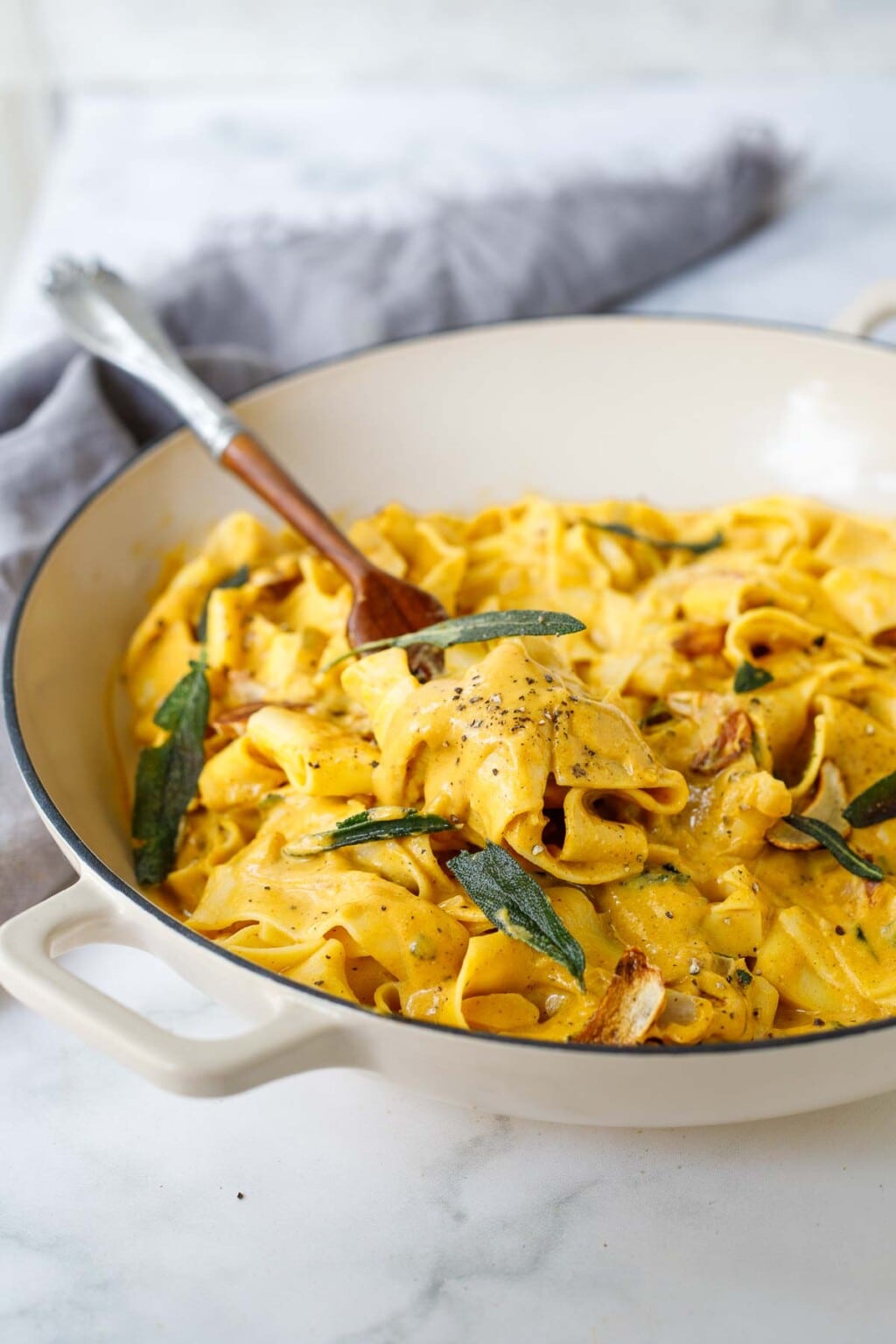 Creamy Vegan Pumpkin Pasta (Video) | Feasting At Home