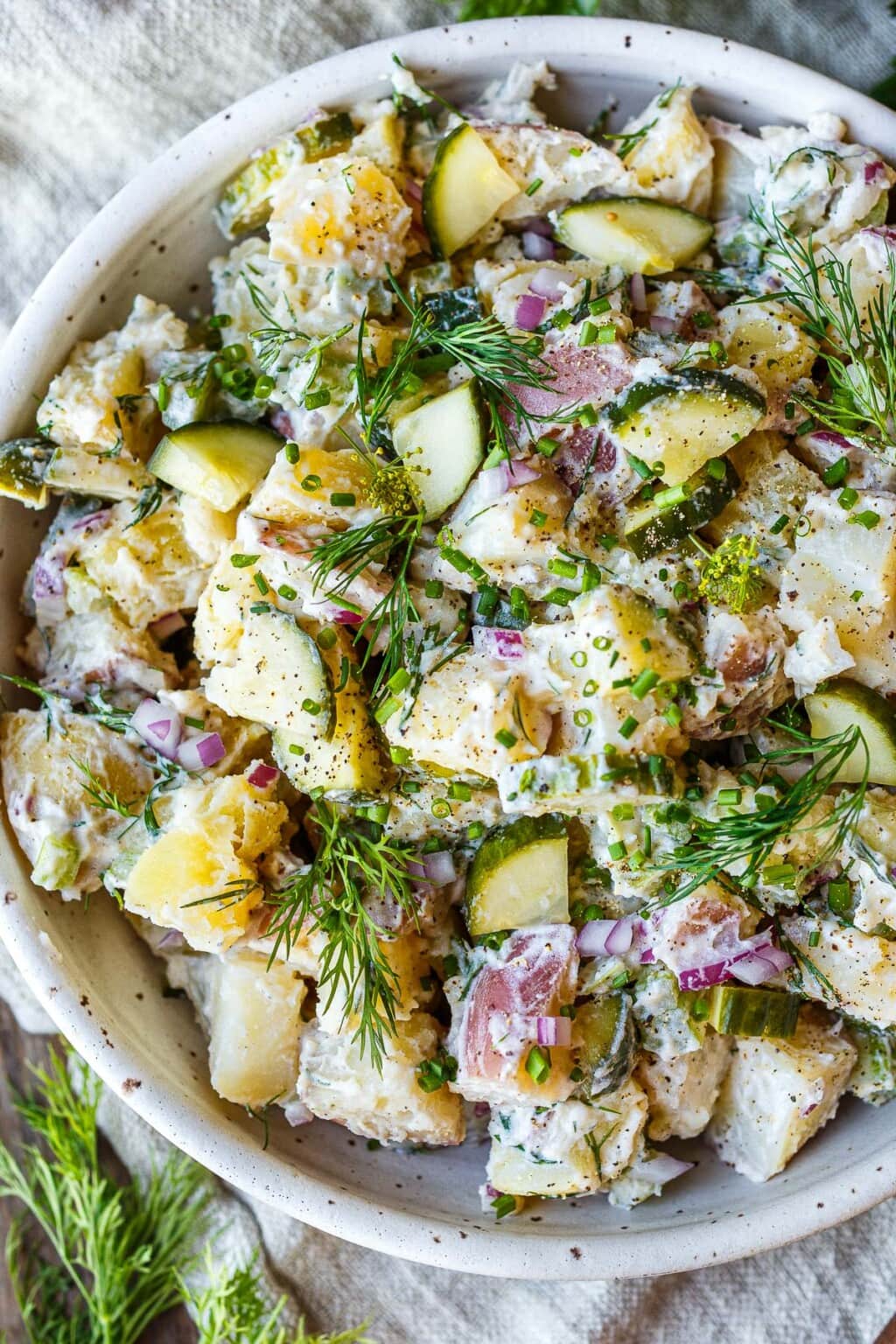 Light Creamy Potato Salad | Feasting At Home