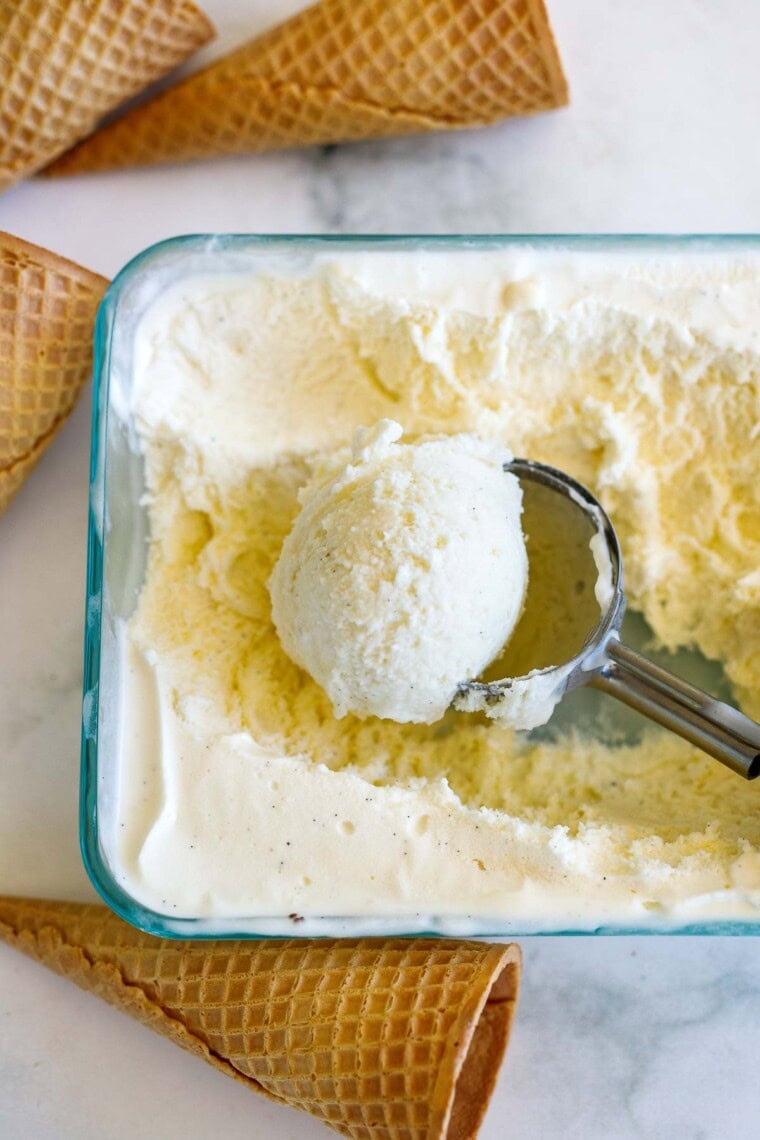 Homemade Vanilla Ice Cream - Feasting At Home