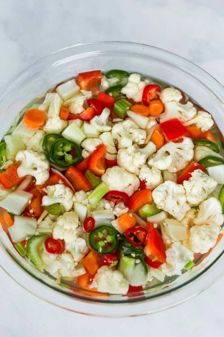 Homemade Giardiniera (Italian Pickled Veggies) | Feasting At Home