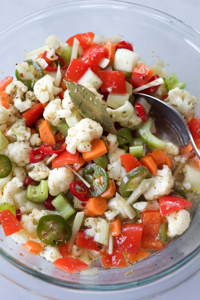 Homemade Giardiniera (Italian Pickled Veggies) | Feasting At Home