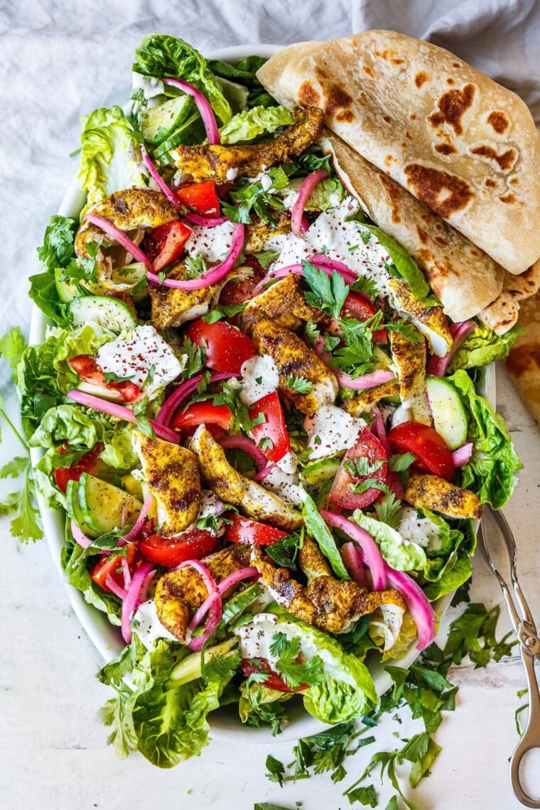 Irresistible Grilled Chicken Shawarma Salad with Yogurt Dressing ...