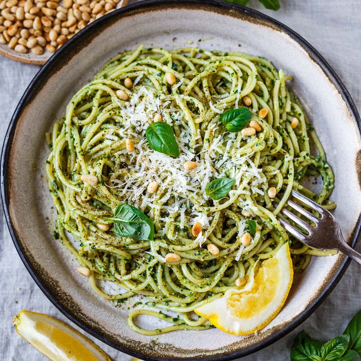 Easy Pesto Pasta Recipe with Fresh Basil | Feasting At Home