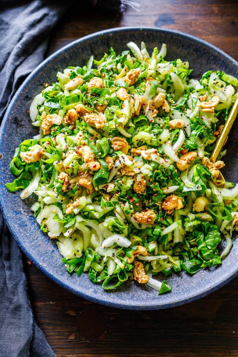 Crunchy Bok Choy Salad with Sesame Ginger Dressing | Feasting At Home